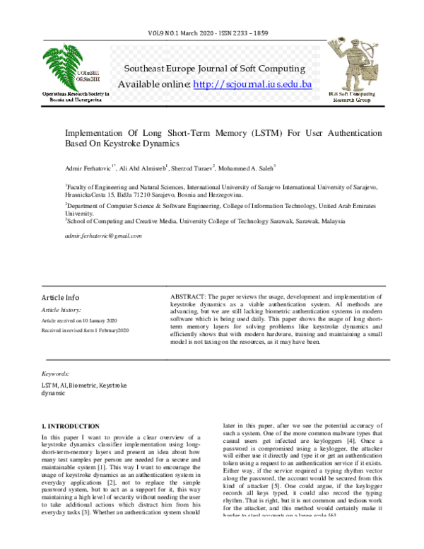 (PDF) Implementation Of Long Short Based On Keystroke Dynamics