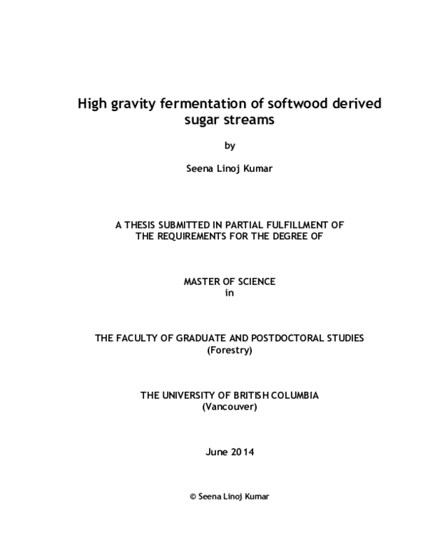 (PDF) High gravity fermentation of softwood derived sugar streams