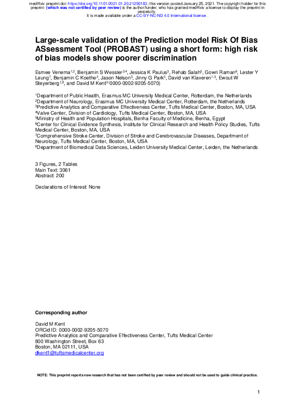 (PDF) Large-scale validation of the Prediction model Risk Of Bias ...
