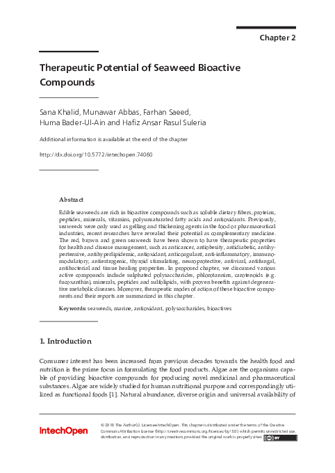 (PDF) Chapter 2 Therapeutic Potential of Seaweed Bioactive Compounds