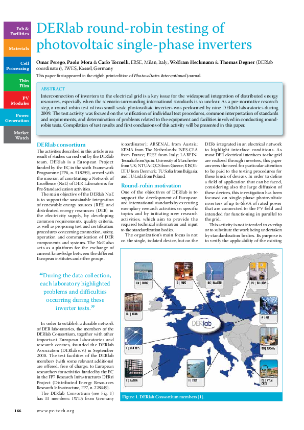 (PDF) DERlab round-robin testing of photovoltaic single-phase inverters ...