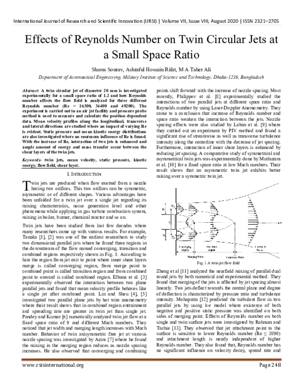 (PDF) Effects of Reynolds Number on Twin Circular Jets at a Small Space ...