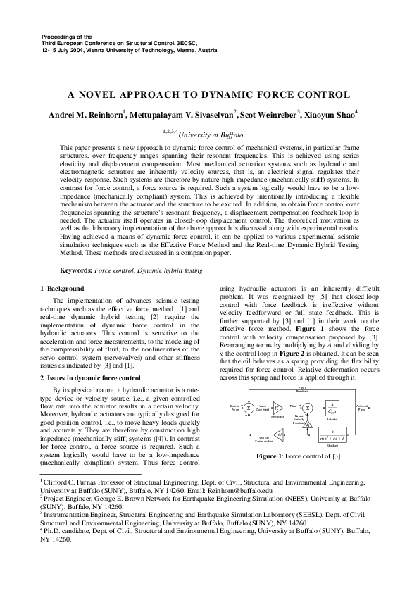 (PDF) A novel approach to dynamic force control