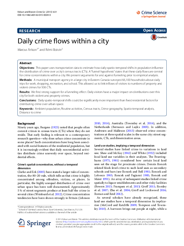 (PDF) Daily crime flows within a city
