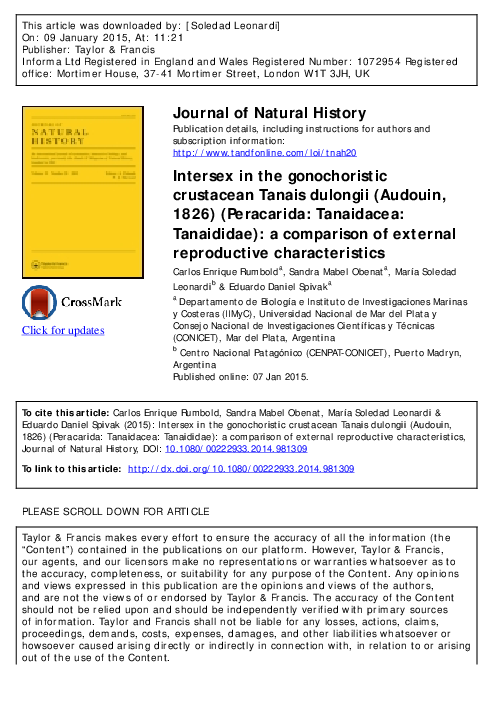 (PDF) Intersex in the gonochoristic crustacean Tanais dulongii (Audouin ...