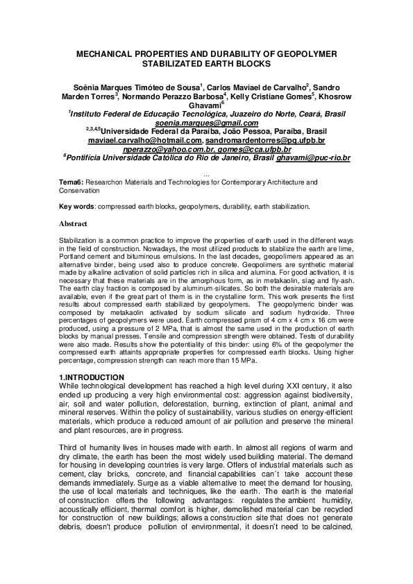 (PDF) Mechanical Properties and Durability of Geopolymer Stabilizated ...