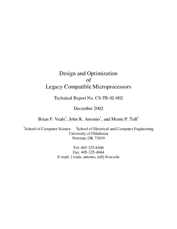 (PDF) Design and Optimization of Legacy Compatible Microprocessors