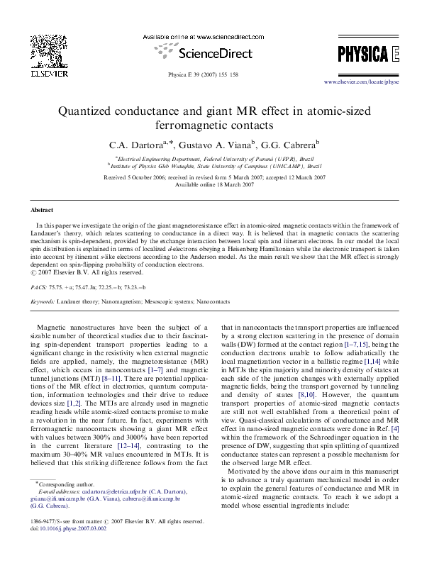 (PDF) Quantized conductance and giant MR effect in atomic-sized ...