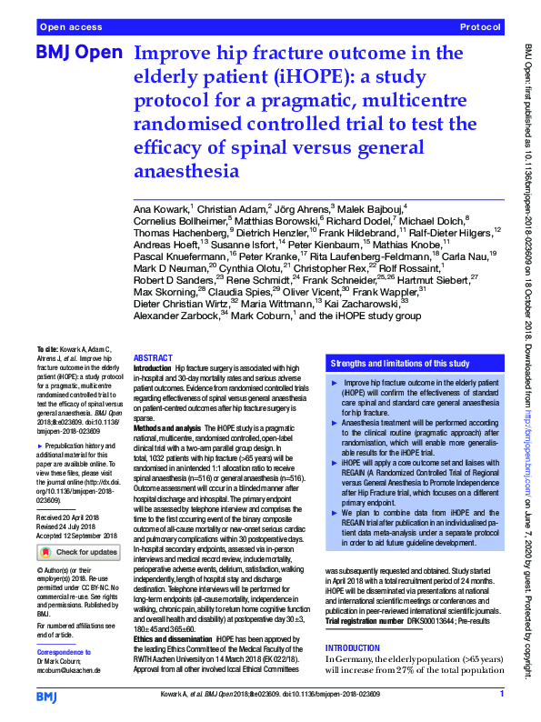 (PDF) Improve hip fracture outcome in the elderly patient (iHOPE): a study protocol for a ...