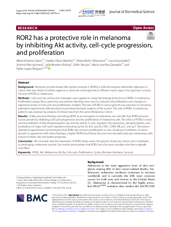 (PDF) ROR2 has a protective role in melanoma by inhibiting Akt activity ...