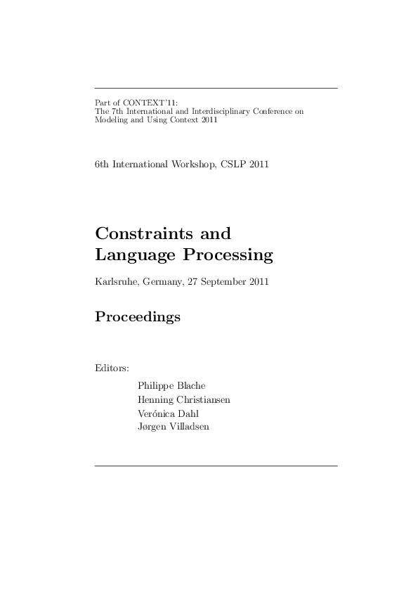 (PDF) Constraints and Language Processing Program Committee Pairing ...