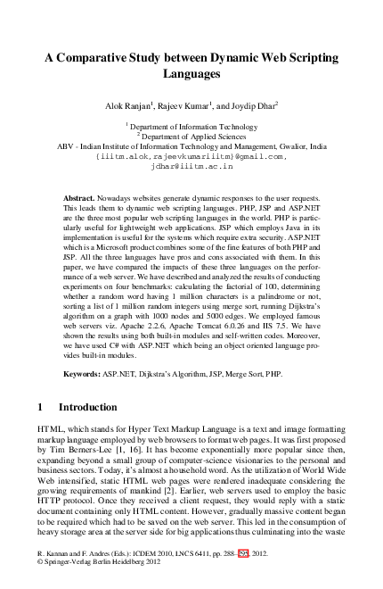(PDF) A Comparative Study between Dynamic Web Scripting Languages