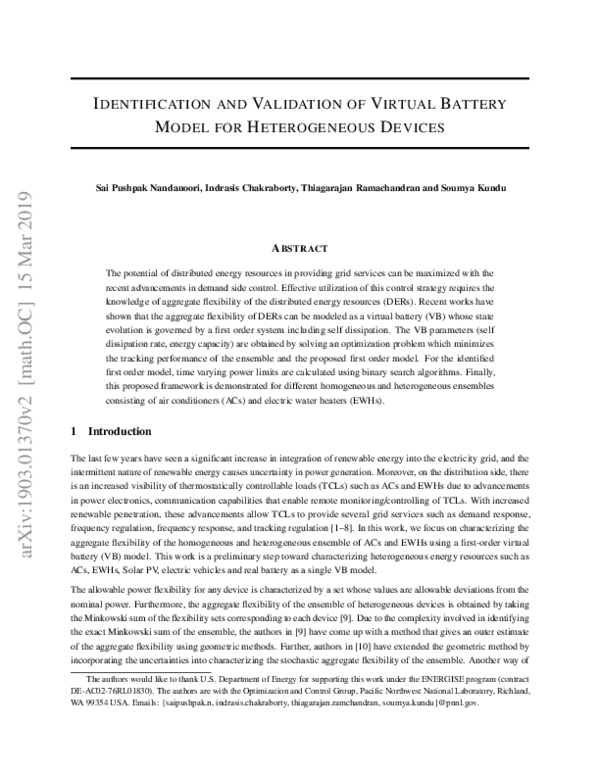 (PDF) Identification and Validation of Virtual Battery Model for ...