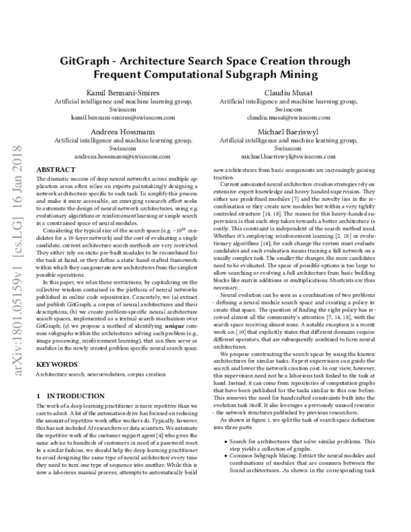Pdf Gitgraph Architecture Search Space Creation Through Frequent Computational Subgraph Mining