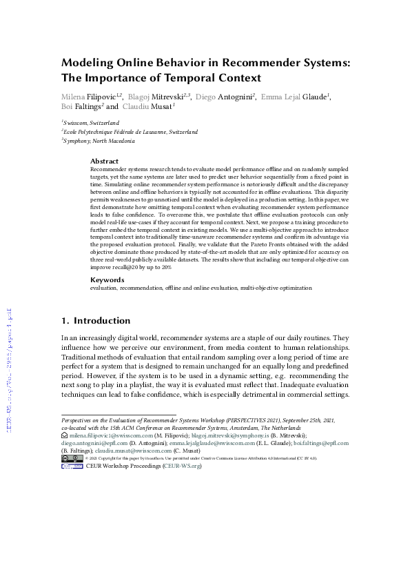 (PDF) Modeling Online Behavior in Recommender Systems: The Importance of Temporal Context