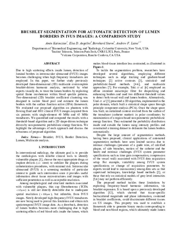 Pdf Brushlet Segmentation For Automatic Detection Of Lumen Borders In