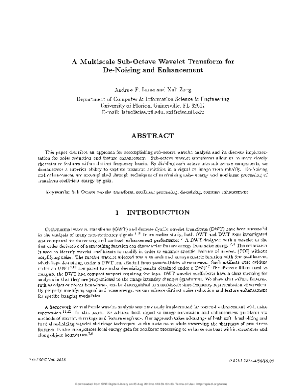 (PDF) Multiscale suboctave wavelet transform for denoising and enhancement