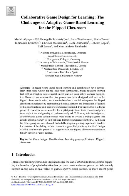 (PDF) Collaborative Game Design for Learning: The Challenges of ...