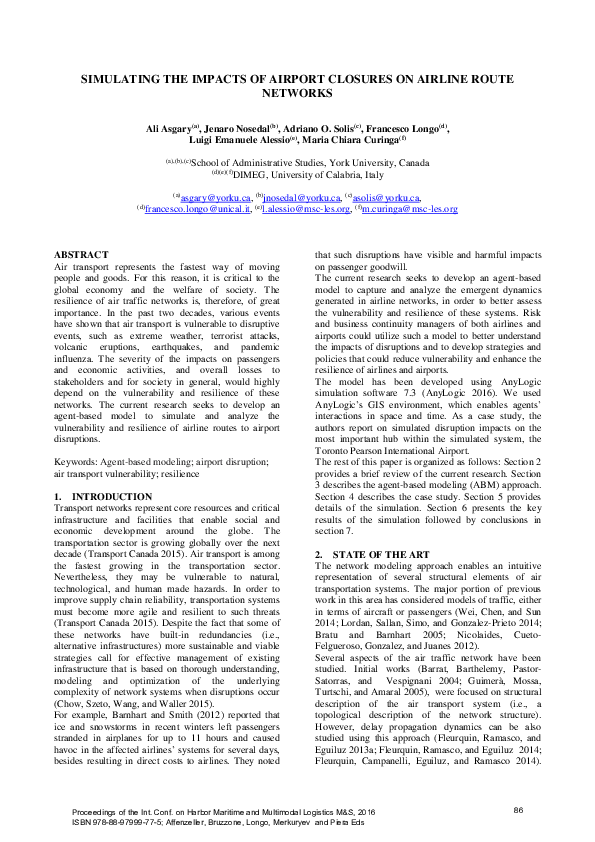 (PDF) Simulating the impacts of airport closures on airline route networks