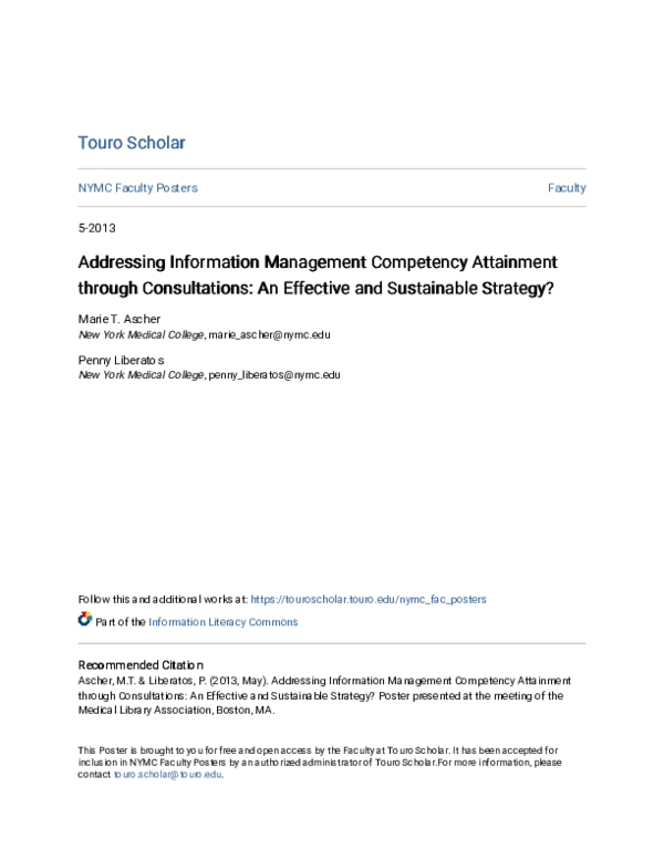 (PDF) Addressing Information Management Competency Attainment through ...