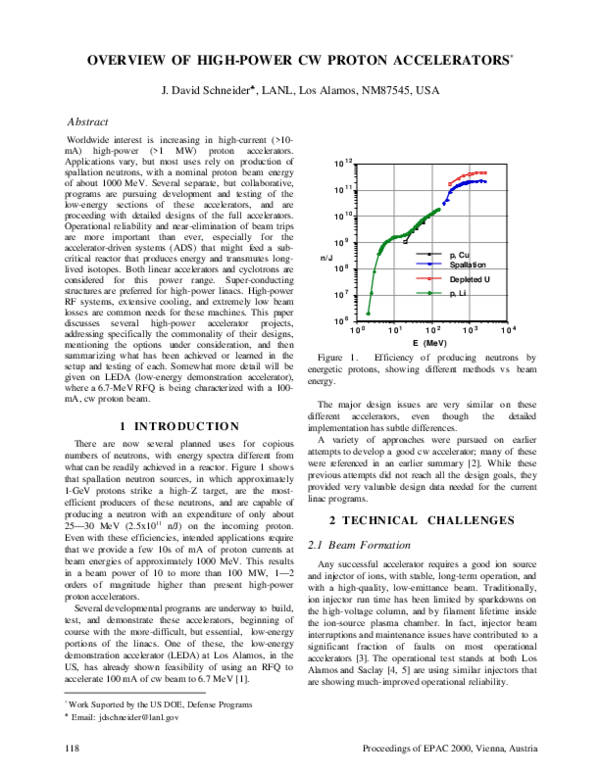 (PDF) Overview of High-Power CW Proton Accelerators ∗