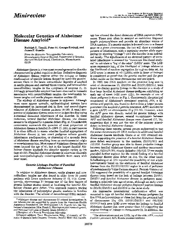 (PDF) Molecular genetics of Alzheimer disease amyloid