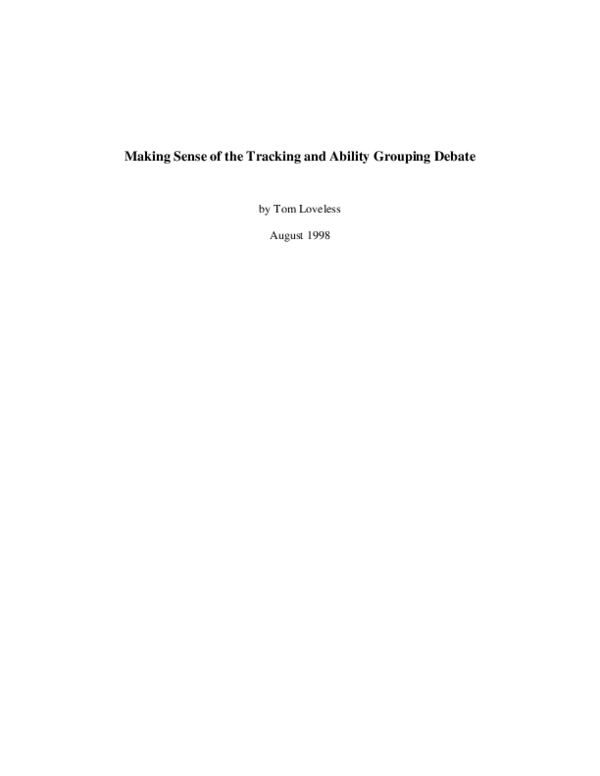 (PDF) Making Sense of the Tracking and Ability Grouping Debate
