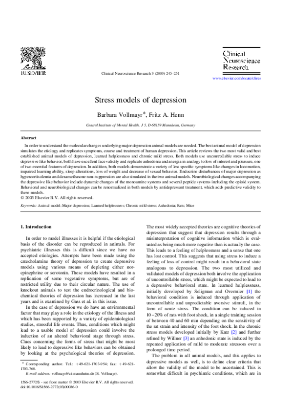 (PDF) Stress models of depression