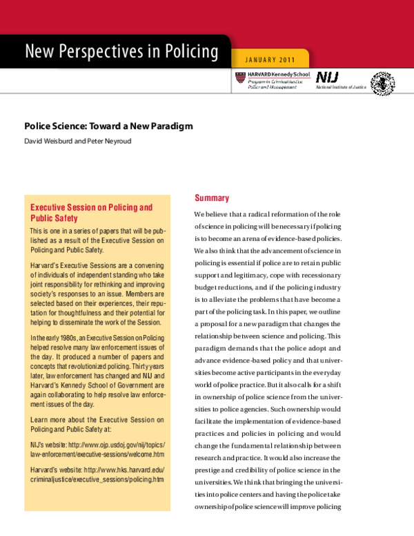 (PDF) Police science: Toward a new paradigm