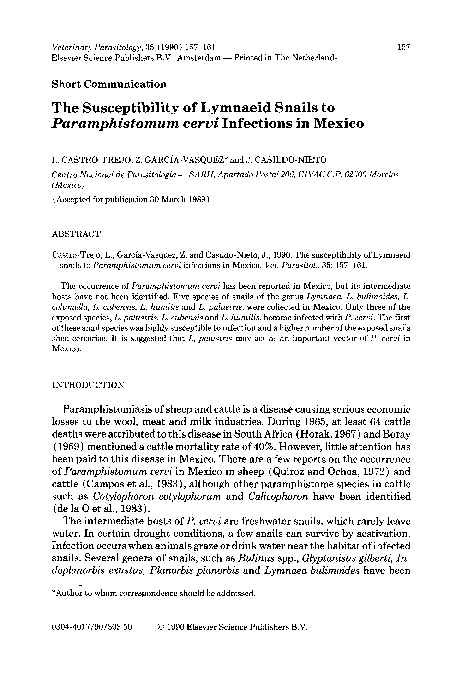 (PDF) The susceptibility of Lymnaeid snails to Paramphistomum cervi ...