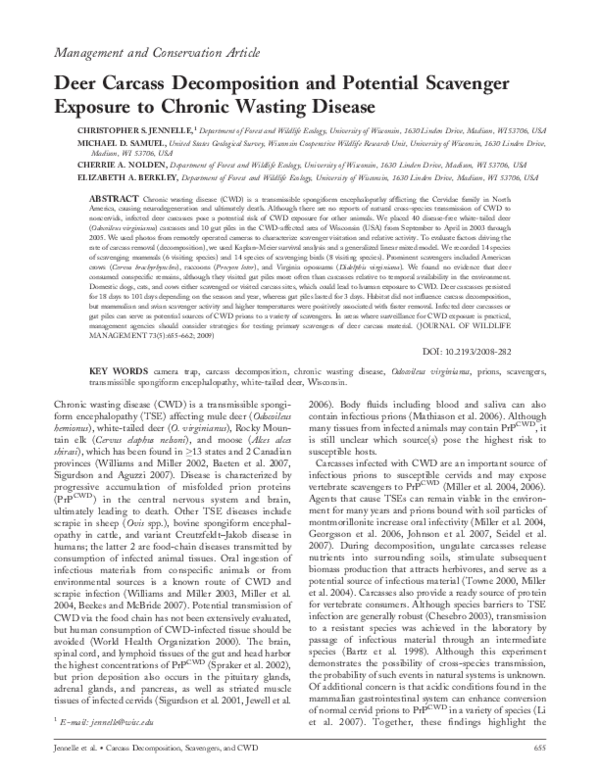 (PDF) Deer Carcass Decomposition and Potential Scavenger Exposure to ...