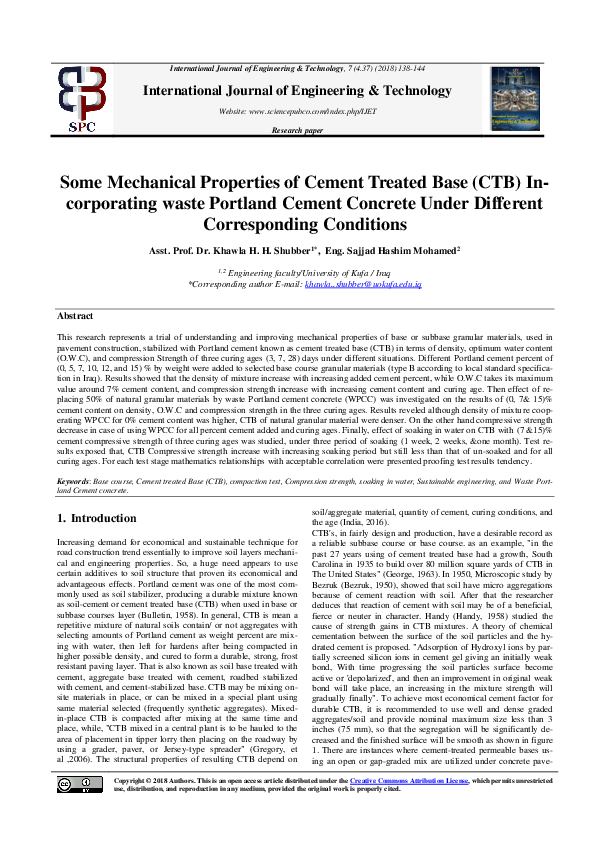 (PDF) Some Mechanical Properties of Cement Treated Base (CTB ...