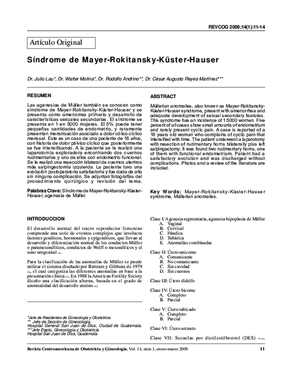 (PDF) Síndrome de Mayer-Rokitansky-Küster-Hauser
