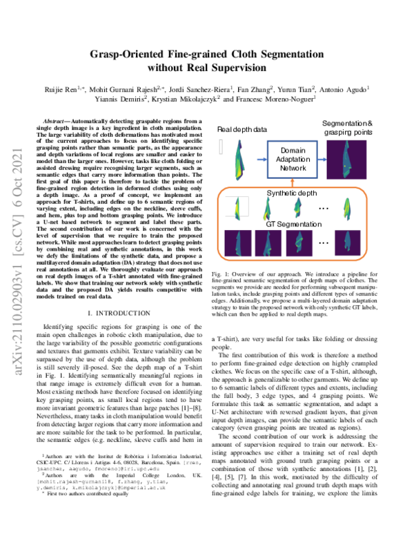 (PDF) Grasp-Oriented Fine-grained Cloth Segmentation without Real ...