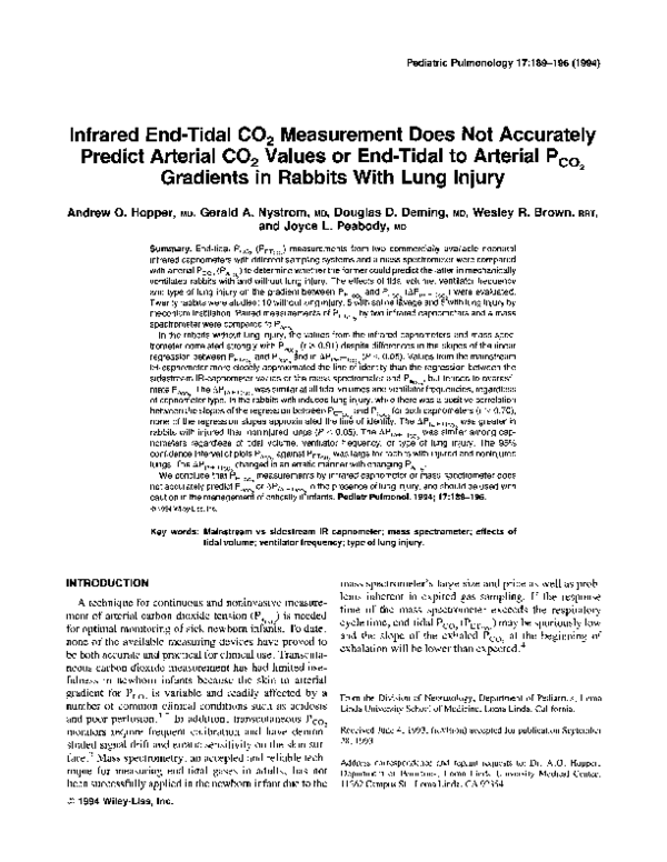 (PDF) Infrared end-tidal CO2 measurement does not accurately predict ...