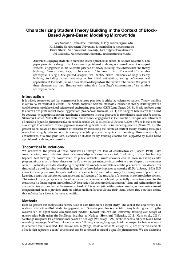 (PDF) Characterizing Student Theory Building in the Context of Block ...