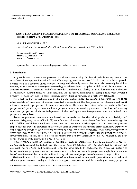 (PDF) Some equivalent transformations of recursive programs based on their schematic properties ...