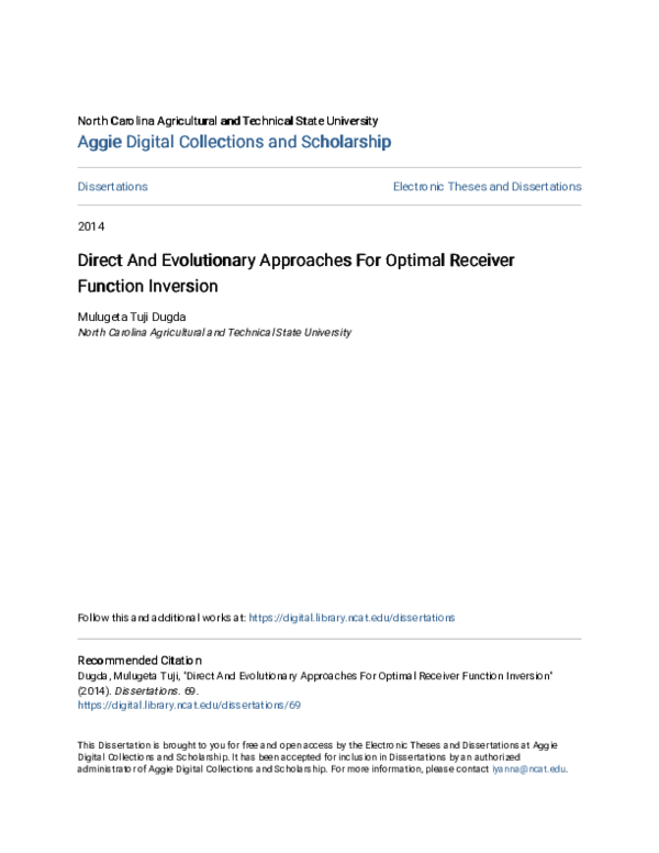 (PDF) Direct and Evolutionary Approaches for Optimal Receiver Function ...