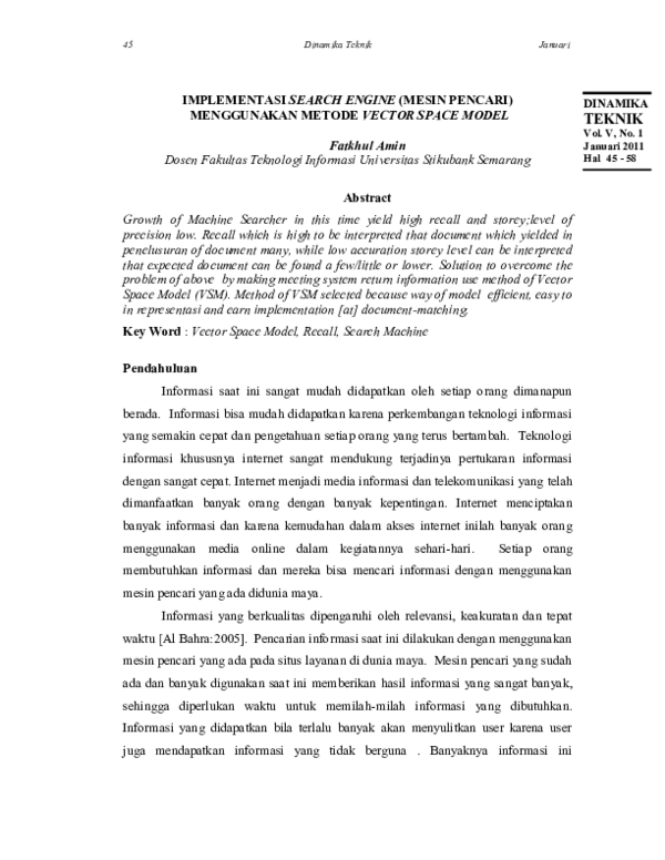 (PDF) Implementasi Search Engine (Mesin Pencari) Menggunakan Metode ...
