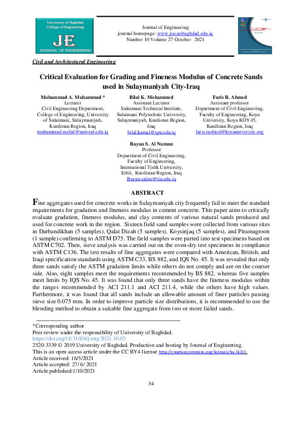 (PDF) Critical Evaluation for Grading and Fineness Modulus of Concrete ...