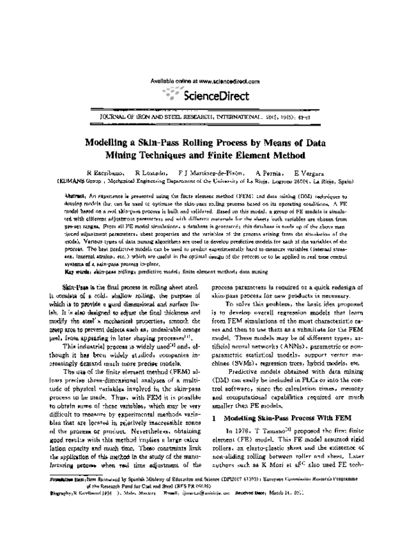 (PDF) Modelling a Skin-Pass Rolling Process by Means of Data Mining ...