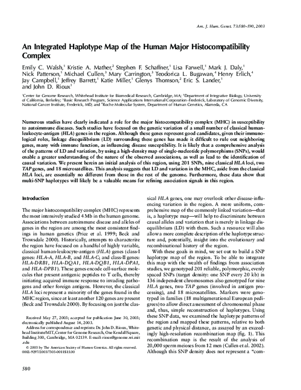(PDF) An Integrated Haplotype Map of the Human Major Histocompatibility ...