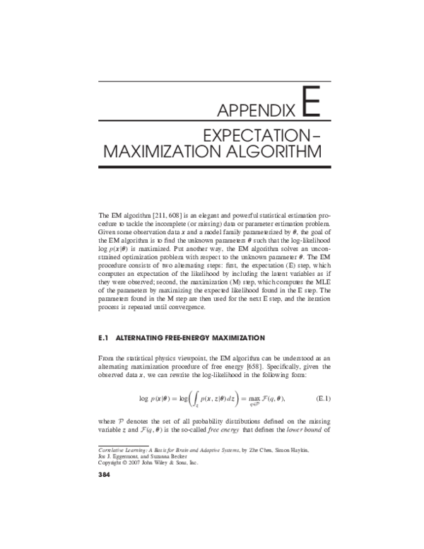 (PDF) Appendix E: Expectation–Maximization Algorithm