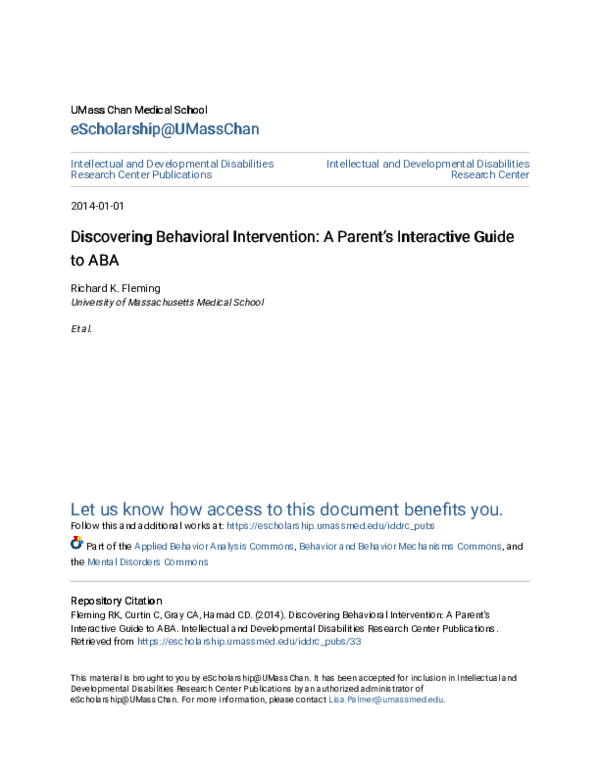 (PDF) Discovering Behavioral Intervention: A Parent's Interactive Guide ...