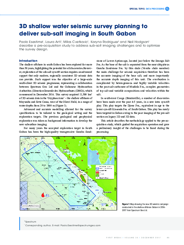 (PDF) 3D shallow water seismic survey planning to deliver sub-salt ...