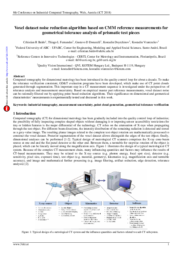 (PDF) Voxel dataset noise reduction algorithm based on CMM reference measurements for ...