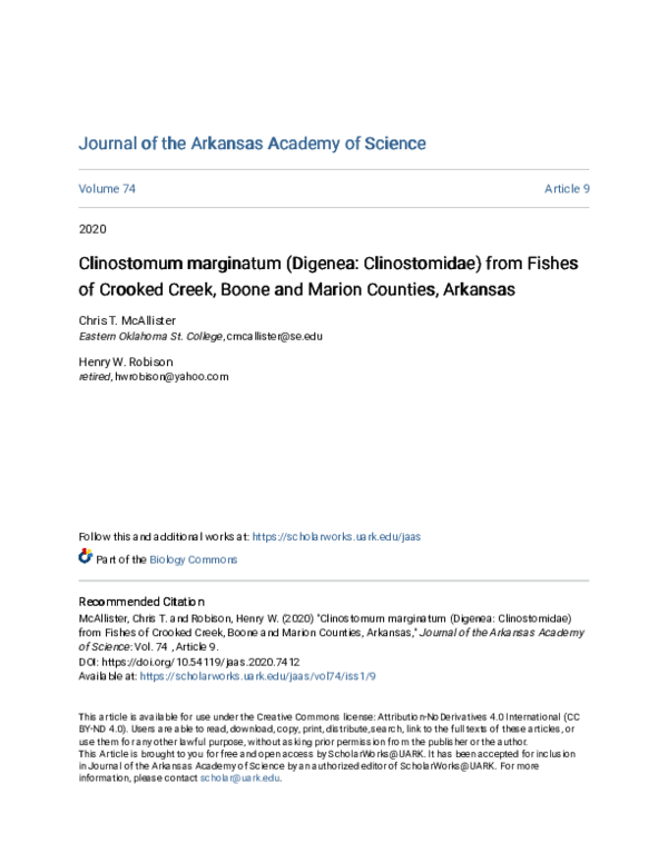 (PDF) Clinostomum marginatum (Digenea: Clinostomidae) from Fishes of ...