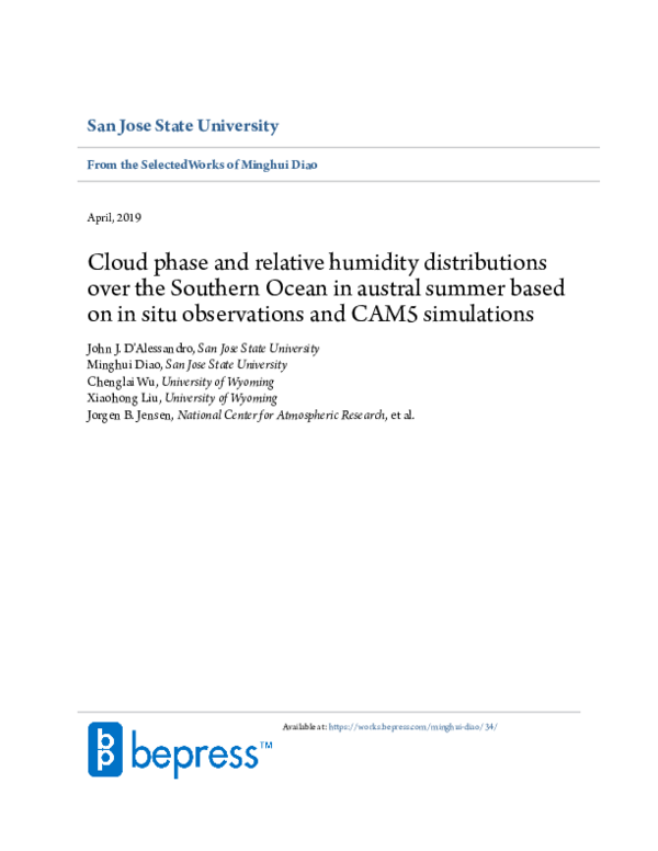 (PDF) Cloud phase and relative humidity distributions over the Southern ...
