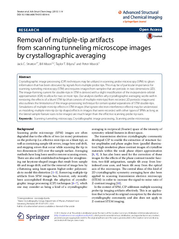 (PDF) Removal of multiple-tip artifacts from scanning tunneling ...