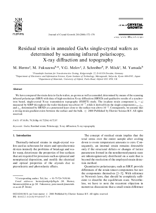 (PDF) Residual strain in annealed GaAs single-crystal wafers as ...